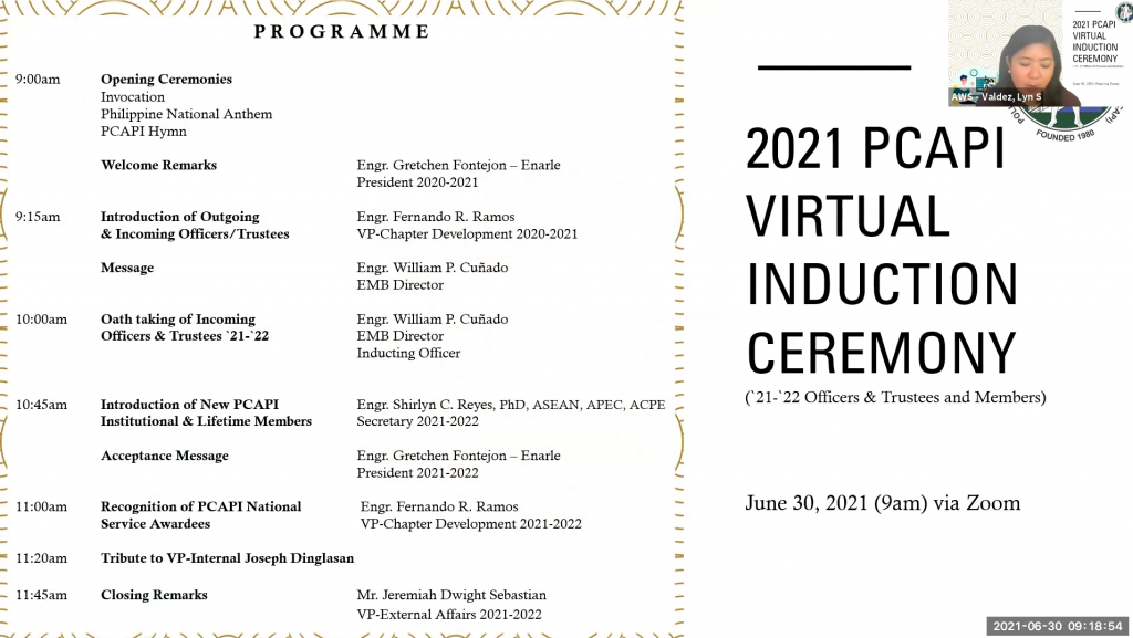 2021 PCAPI Virtual Induction Ceremony – PCAPI