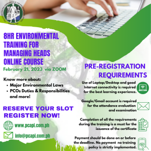 8 HOURS ENVIRONMENTAL MANAGING HEADS ONLINE TRAINING COURSE (FEBRUARY ...